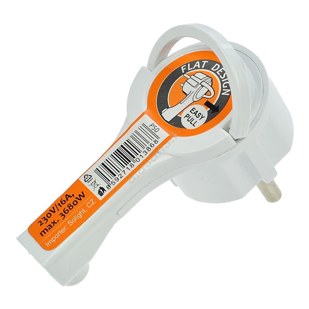 Solight P50 - Angled plug 230V/16A white | Alasans