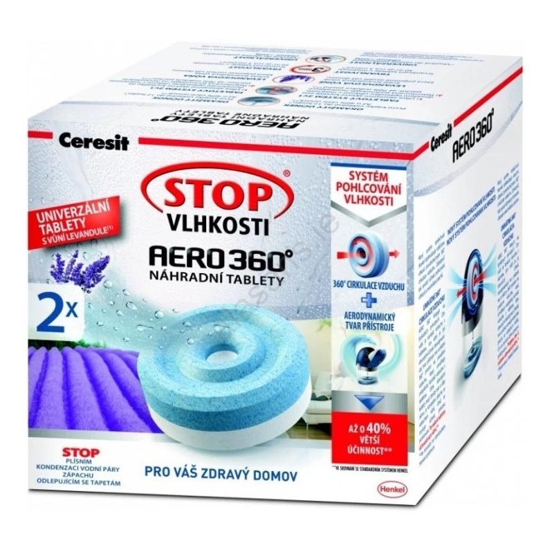 Ceresit - 2-in-1 AERO 360° Dehumidifier Tablets, 2x 450 g, Lavender ...