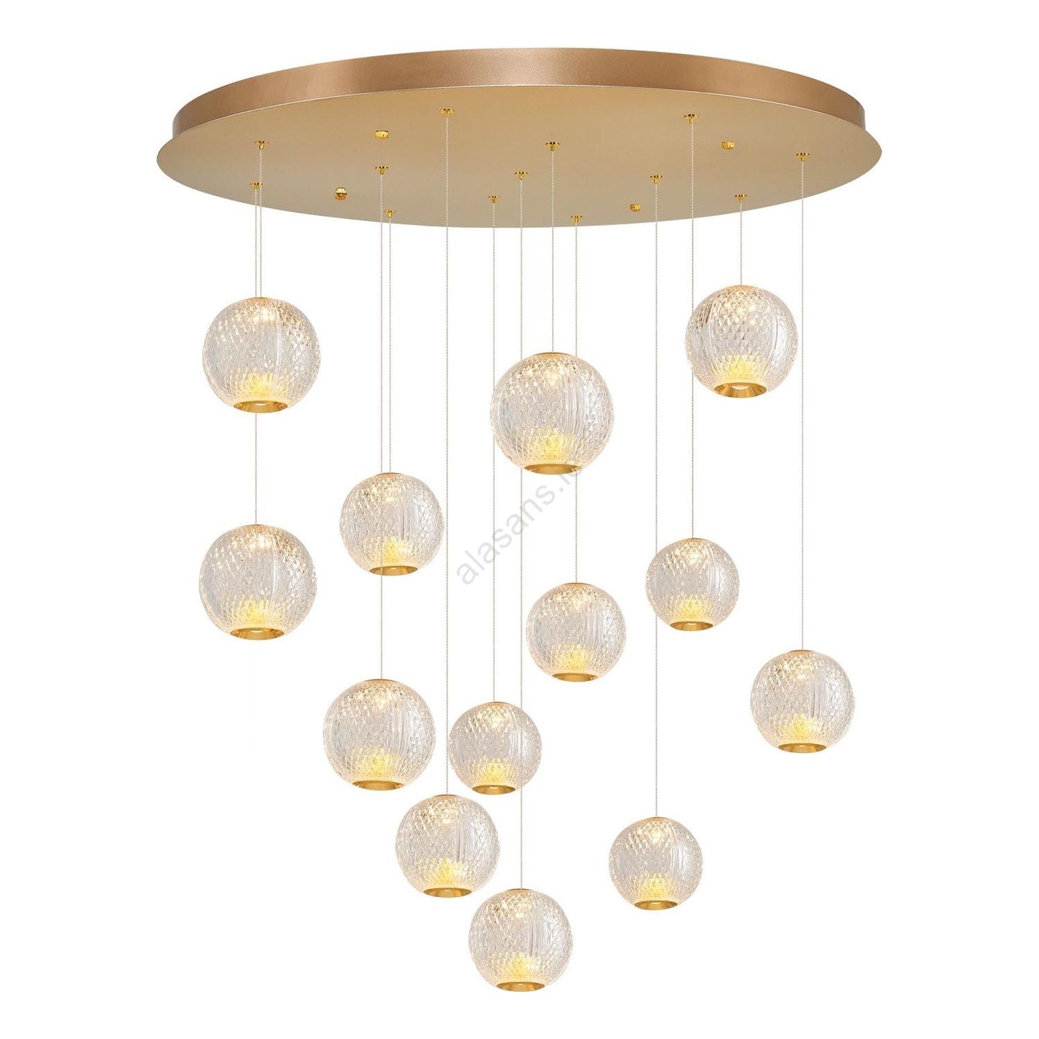 CREMONA Cable-Suspended LED Chandelier 13×LED, 5W each, 230V, 3000K ...
