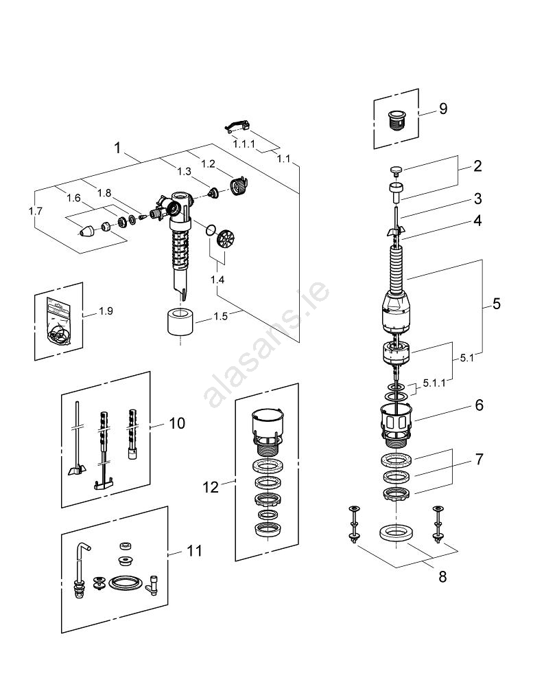GROHE 43907PI0 - Replacement kit for ceramic toilet cisterns, matte ...