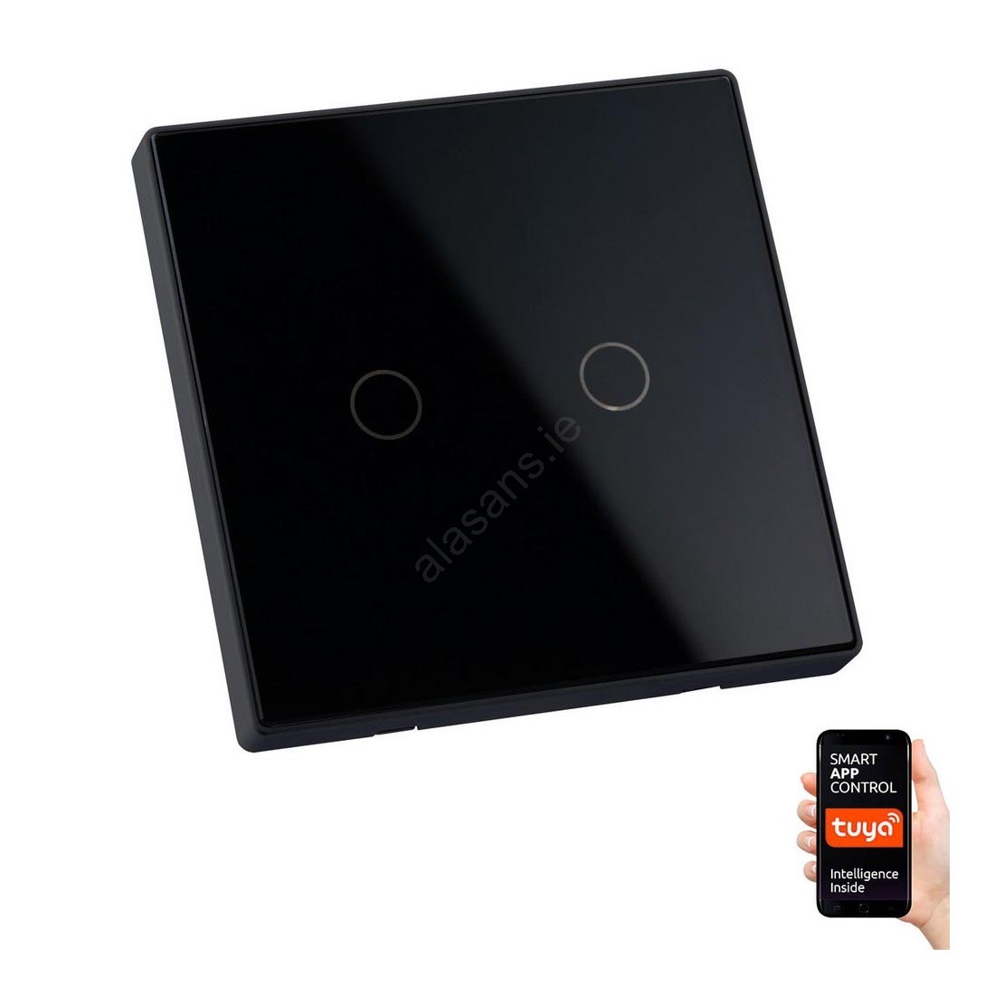 Touch switch 2-pole SMART 2x800W/230V black Wi-Fi Tuya | Alasans